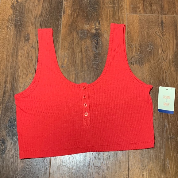 Jasmine & Ginger | Tops | Jasmine Ginger Red Ribbed Crop Top | Poshmark
